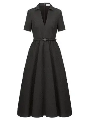 Dior Mid-length Belted Dress In Technical Fabric - Black