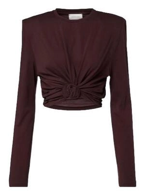 Magda Butrym Cotton-blend Jersey Crop Top With Front Tie - Black