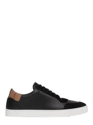 Burberry Vintage Check Leather And Suede Low-top Sneakers - Black