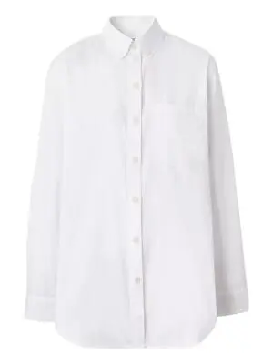 Burberry Button-collar Long-sleeved Shirt - White