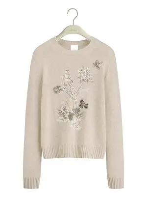 Dior Embroidered Crewneck Sweater - Nude