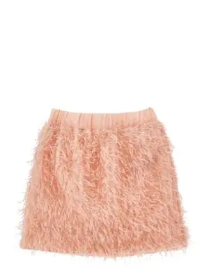 Monnalisa Feather Trim Mini Skirt - Nude