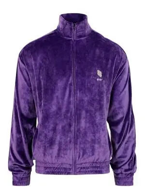 Gcds Logo Jacquard Velour Zip Jacket - Purple