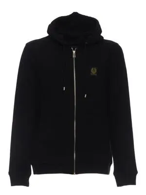 Belstaff Logo-appliqué Cotton Zip-up Hoodie - Black