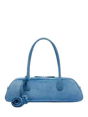 Magda Butrym Brigitte Trapeze Suede Shoulder Bag With Floral Appliqu - Blue