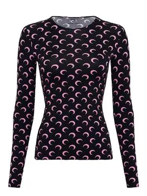 MARINE SERRE Moon Print Long Sleeve Crewneck T-shirt - Black