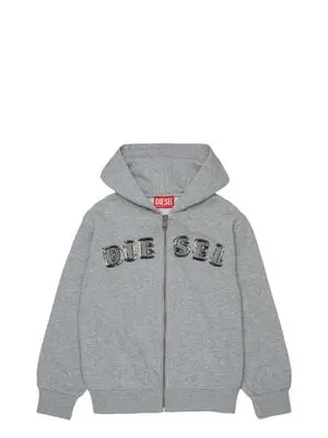 DIESEL® Logo Patch Zip-up Hoodie - Grey