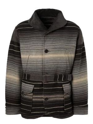 Ralph Lauren Striped Wool And Cotton Jacquard Coat - Black