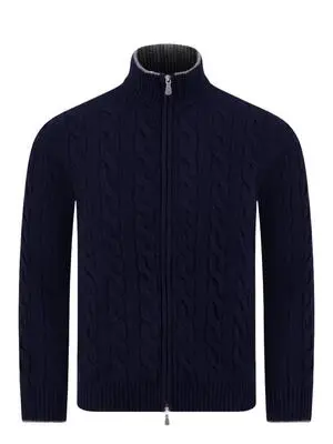 GRAN SASSO Zip-up Knit Cardigan - Black