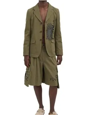 Comme Des Garçons Printed Long Sleeve Jacket - Brown