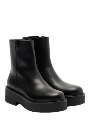 GIANVITO ROSSI Leather Platform Ankle Boots - Black