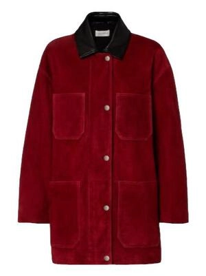 Nour Hammour Barn Suede Jacket With Leather Trim - Red