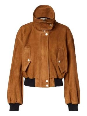 Nour Hammour Briar Suede Bomber Jacket - Brown