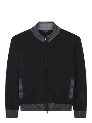 Paul & Shark Wool Zip-up Sweater - Black