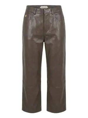 Alberta Ferretti Leather Trousers With Belted Waist - Brown