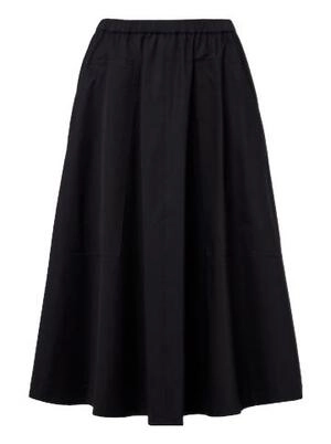 Vince Cotton Midi Skirt - Black