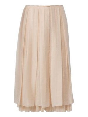 Vince Tiered Pleated Midi Skirt - Nude