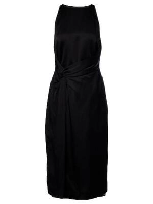 RÓHE Gathered Knot Midi Dress - Black