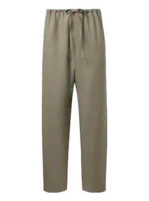 Calvin Klein Benjamin Wool Straight-leg Trousers With Drawstring Waist - Green