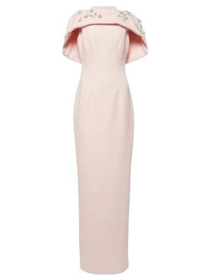 SAFIYAA LONDON Embellished Cape Effect Crêpe Gown - Pink