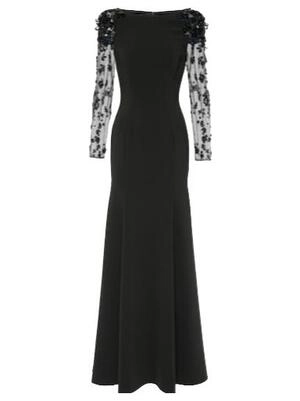 Jenny Packham Adella Embellished Crepe Gown - Black