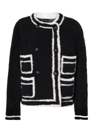 BLANCHA Shearling Double-breasted Jacket - Black