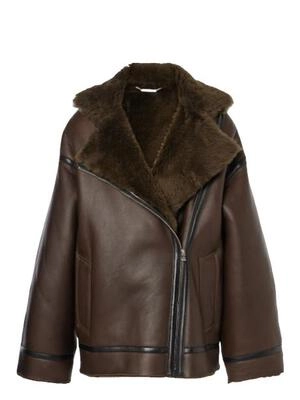 Nour Hammour Jacqueline Shearling-trimmed Leather Jacket - Black