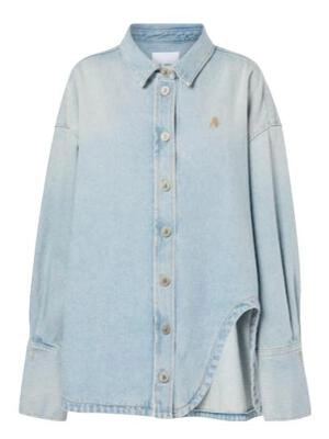 Attico Asymmetric Denim Shirt - Blue