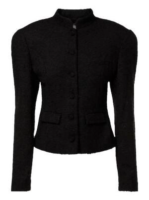 Magda Butrym Wool Bouclé Jacket With Stand Collar - Black