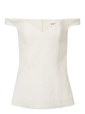 RÓHE Off-the-shoulder V-neck Top With Back Zipper - White