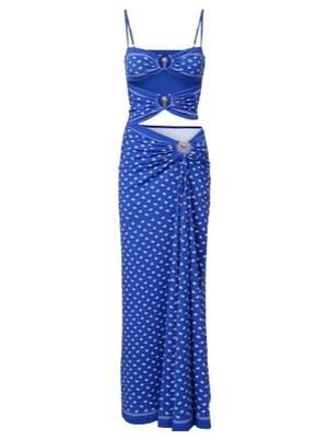 Christopher Esber Ruched Bandana Maxi Dress - Blue