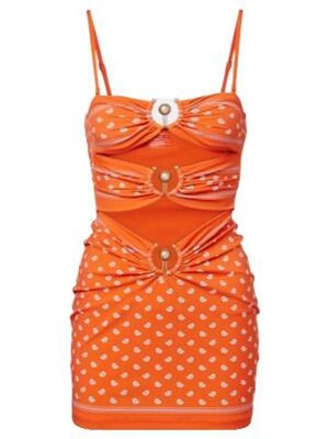 Christopher Esber Orbit Bandana Cutout Mini Dress - Orange
