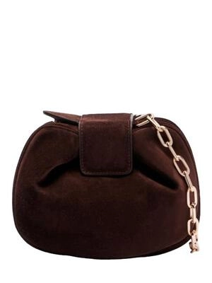 Gabriela Hearst Soft Demi Suede Clutch With Gold Chain - Black