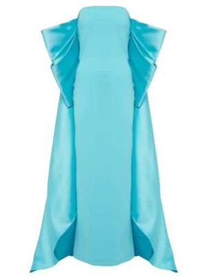 Solace Kyla Caped Twill And Crêpe Gown - Blue