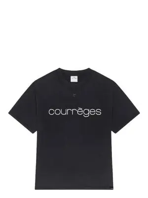 COURREGES Logo-print Stonewashed T-shirt - Black
