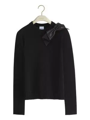 Dior Wool-cashmere Knitwear With Satin Bow Detail - Black