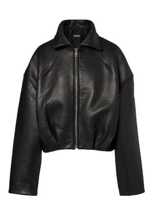ROTATE BY BIRGER CHRISTENSEN Bonded Leather Blouson Jacket - Black