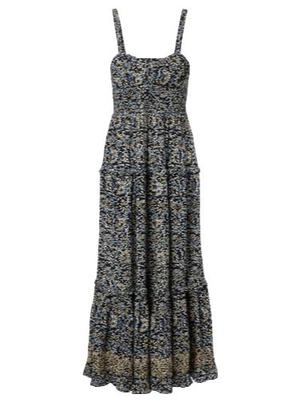 Ulla Johnson Ophelia Printed Cotton-blend Tiered Midi Dress - Blue