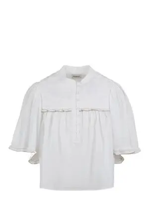 Isabel Marant Étoile Pleated Round Neck Short Sleeve Shirt - White