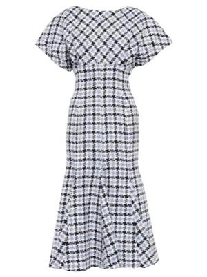 Carolina Herrera Houndstooth Midi Dress - Gray