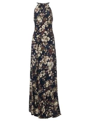 Simkhai Cerin Gathered Floral Halterneck Maxi Dress - Black