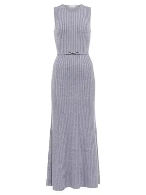 Gabriela Hearst Meier Ribbed Knit Midi Dress - Gray