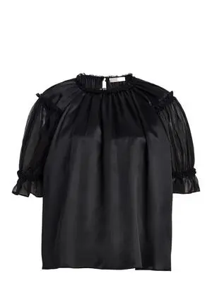 Ulla Johnson Short Sleeve Pleated Top - Black