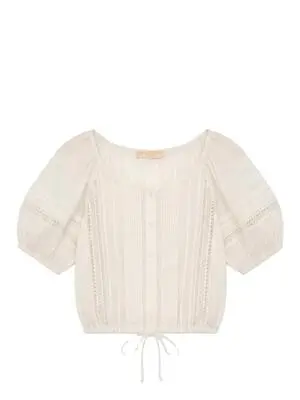 Ulla Johnson Ulla Johnson Cropped Drawstring Voile Blouse White