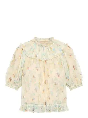 Ulla Johnson Puff Sleeve Floral Blouse - Ngtsh