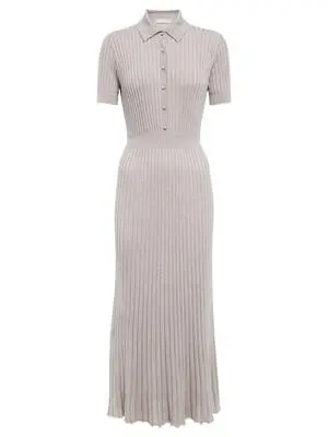 Gabriela Hearst Gabriela Hearst Amor Ribbed Silk And Cashmere Midi Dress Beige