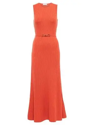 Gabriela Hearst Ribbed Knit Midi Dress - Red