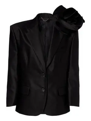 Magda Butrym Floral Appliqué Cotton Blazer - Black
