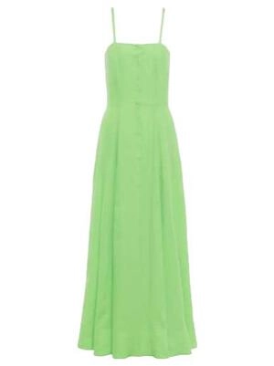Gabriela Hearst Spaghetti Strap Dress With Concealed Front Closure - Green