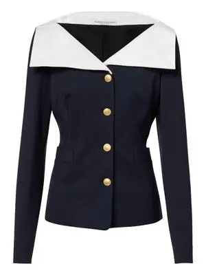 Alessandra Rich Wool-blend Jacket With Sailor Collar - Navy Blue